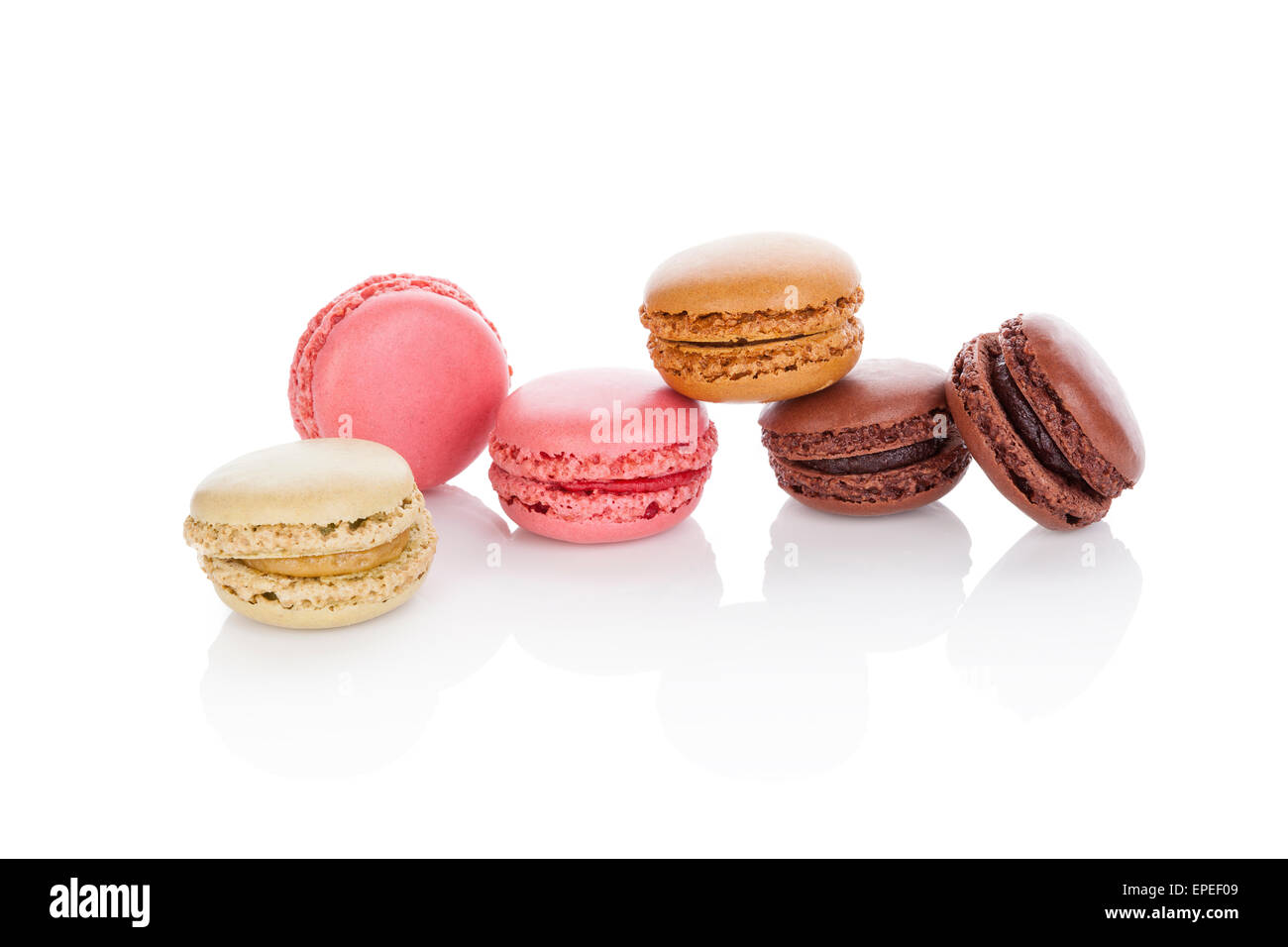 Colorful macarons isolated on white background. Traditional sweet ...