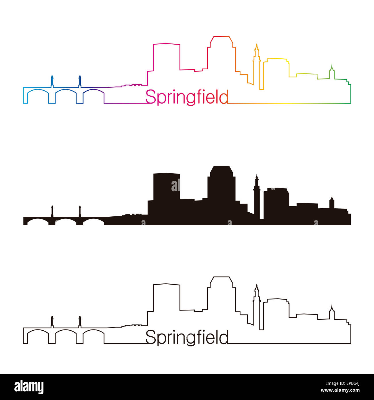 Springfield skyline linear style with rainbow Stock Photo - Alamy