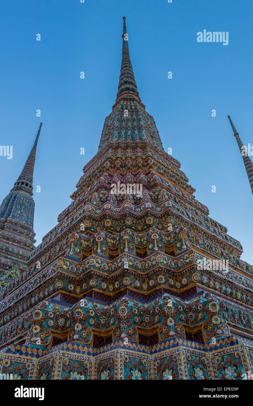 Chedis in Wat Pho, Temple of the Reclining Buddha in Bangkok, Thailand ...