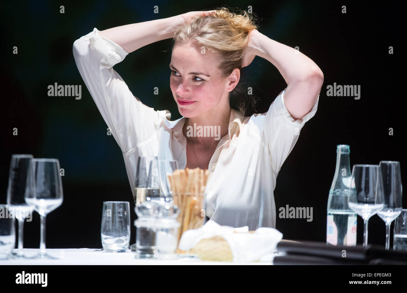 Nina Hoss (Andrea) performs on stage during the photo rehearsal of the ...