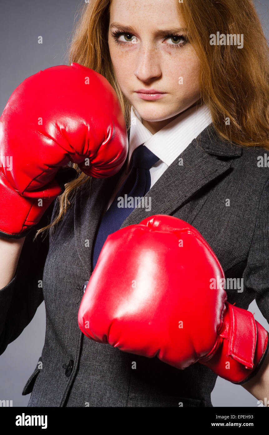 Woman boxer in dark room Stock Photo - Alamy