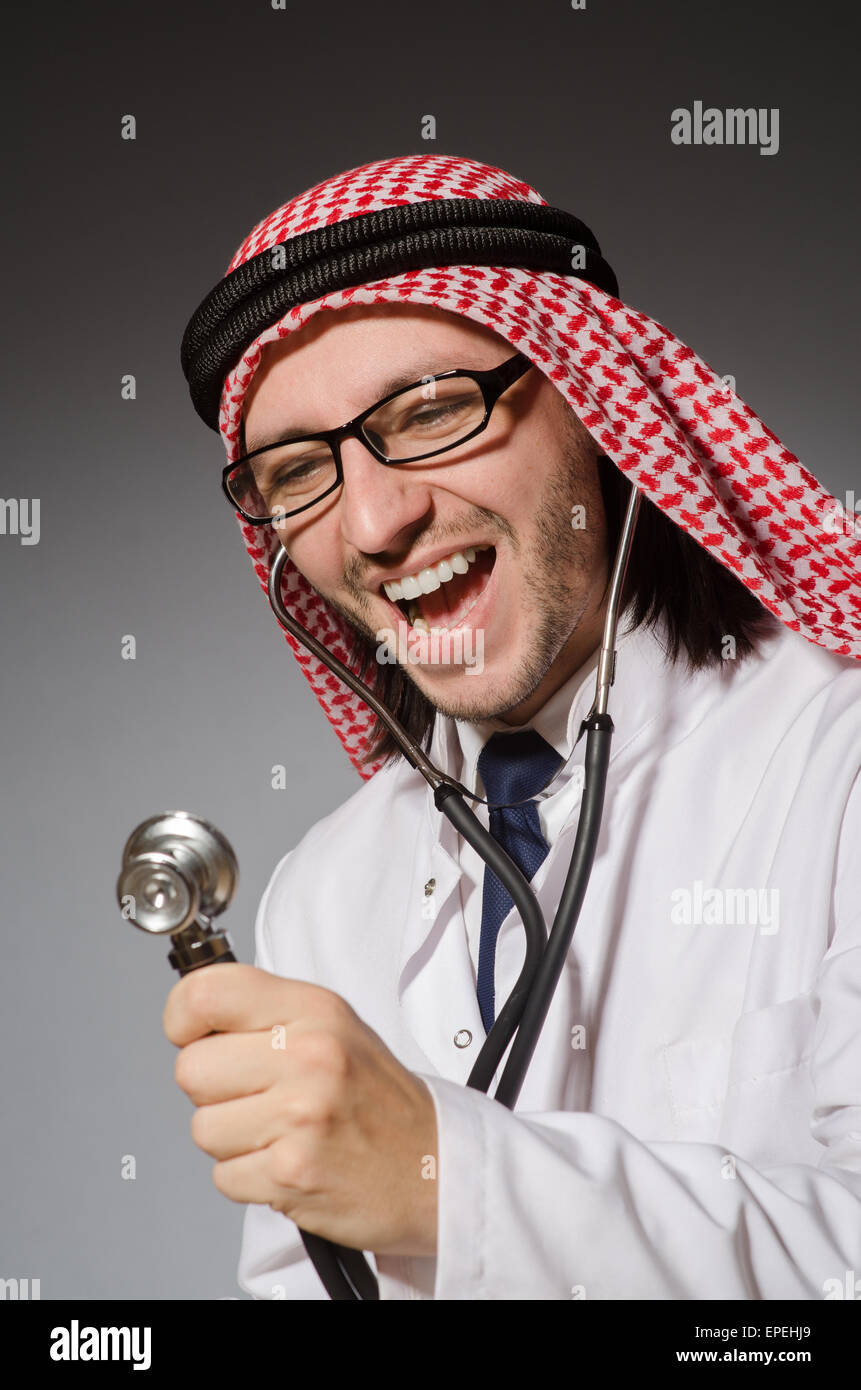 Funny arab doctor with stethoscope Stock Photo - Alamy