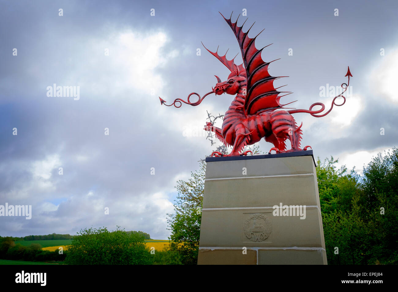 This Welsh dragon memorial overlooks the area where the 38th (Welsh ...