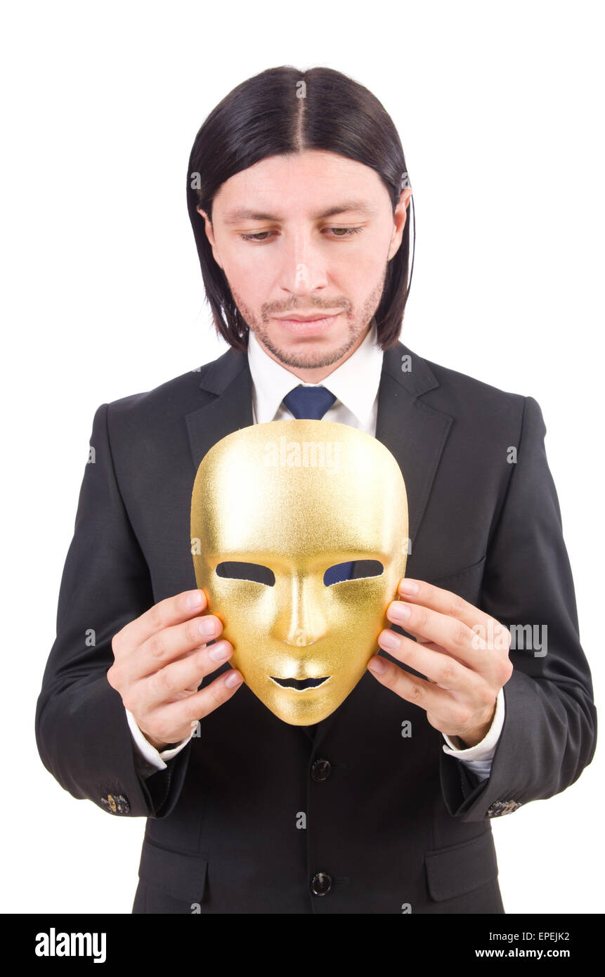 Man with mask isolated on white Stock Photo - Alamy