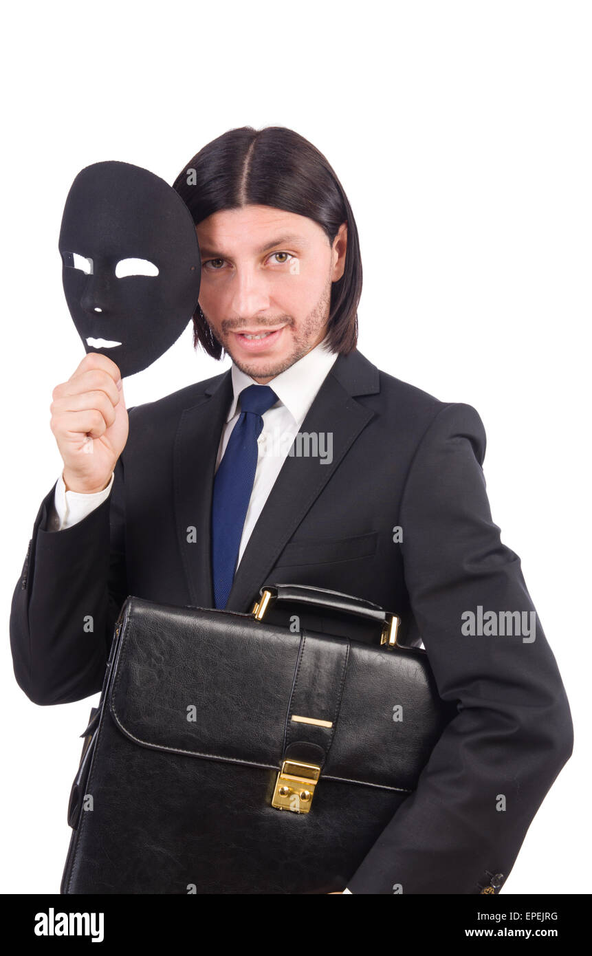 Man with mask isolated on white Stock Photo - Alamy