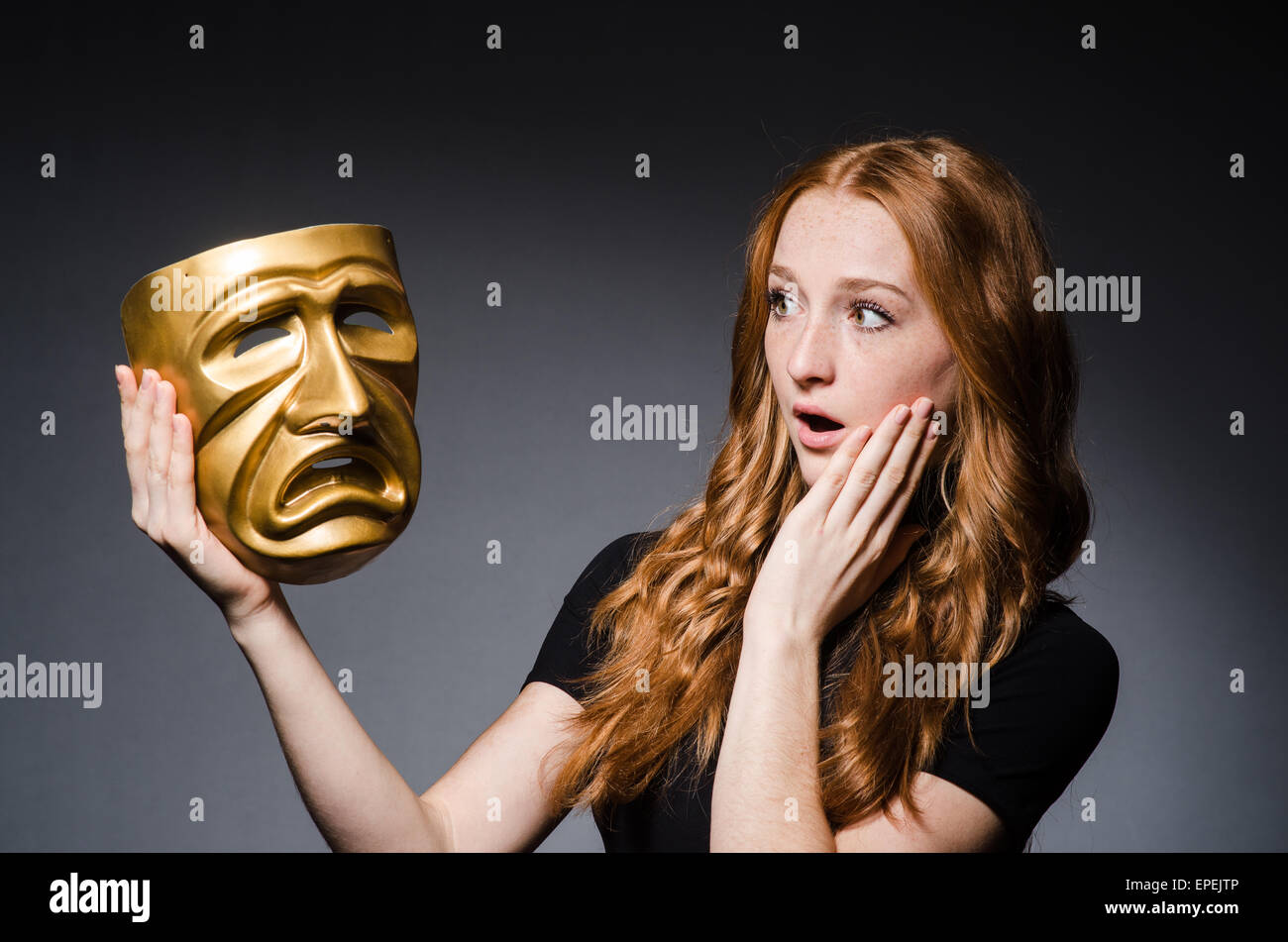 Female tragic mask hi-res stock photography and images - Alamy