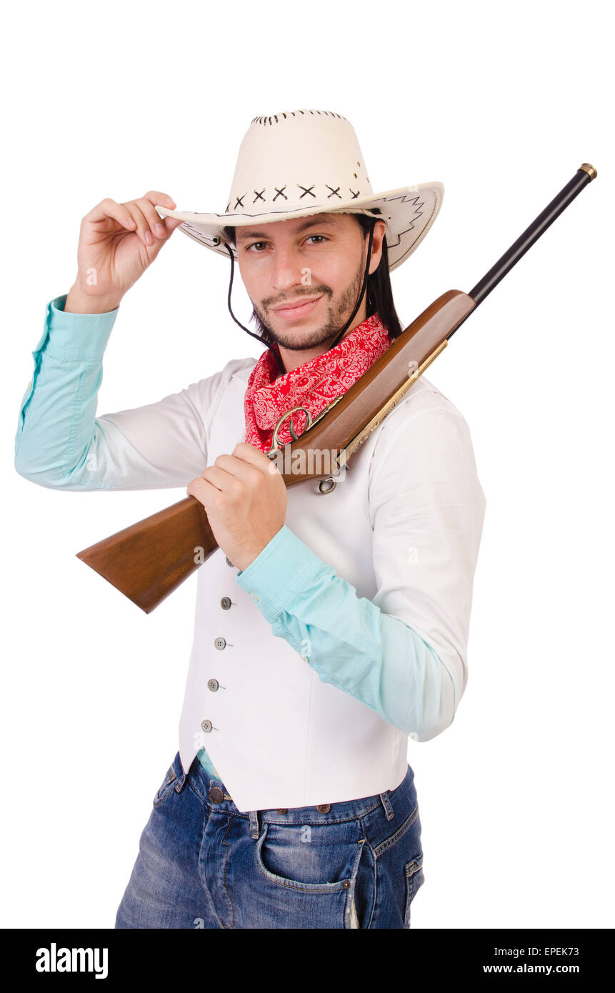 Cowboy isolated on the white background Stock Photo - Alamy