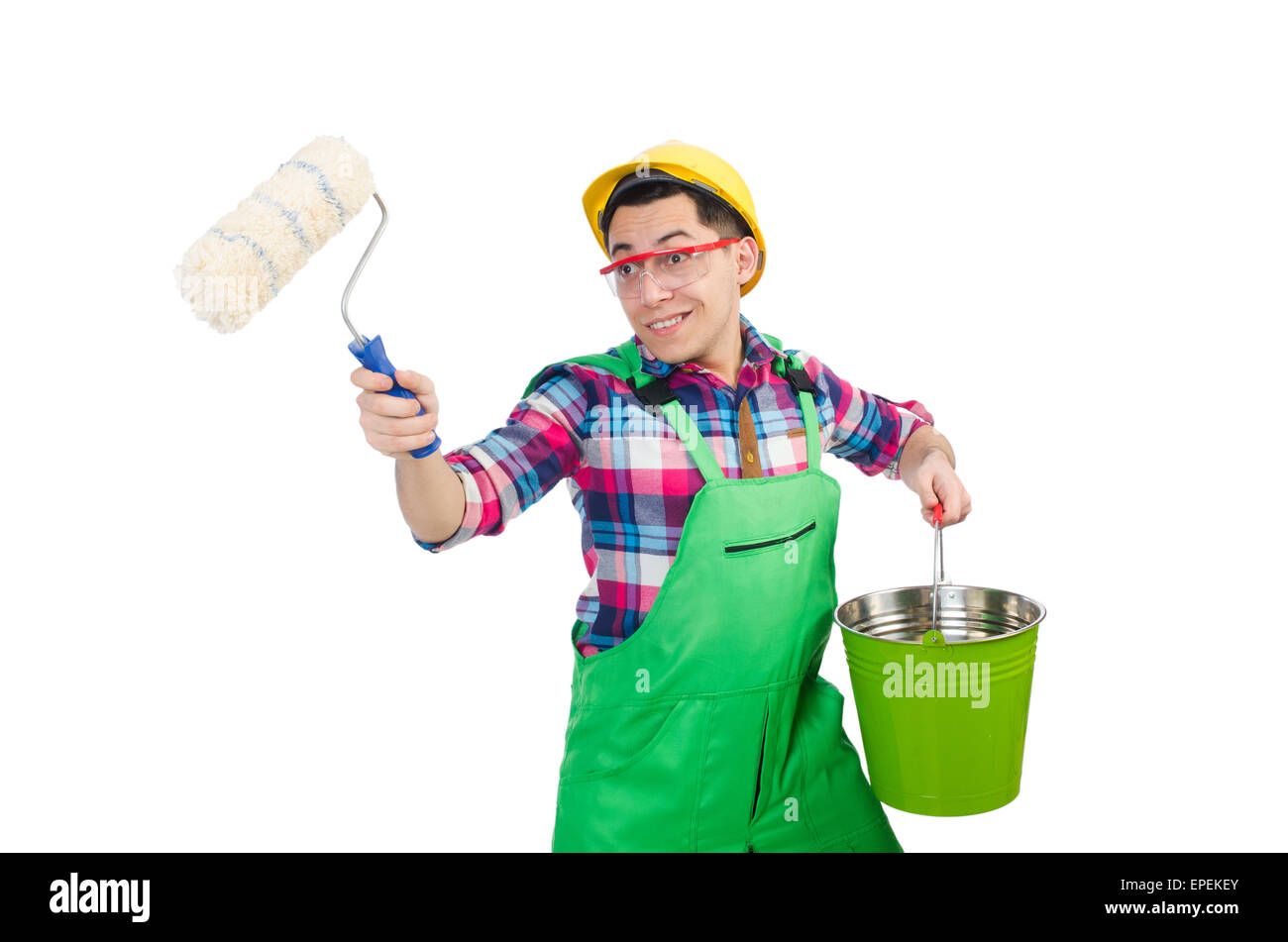 Funny painter isolated on white Stock Photo - Alamy