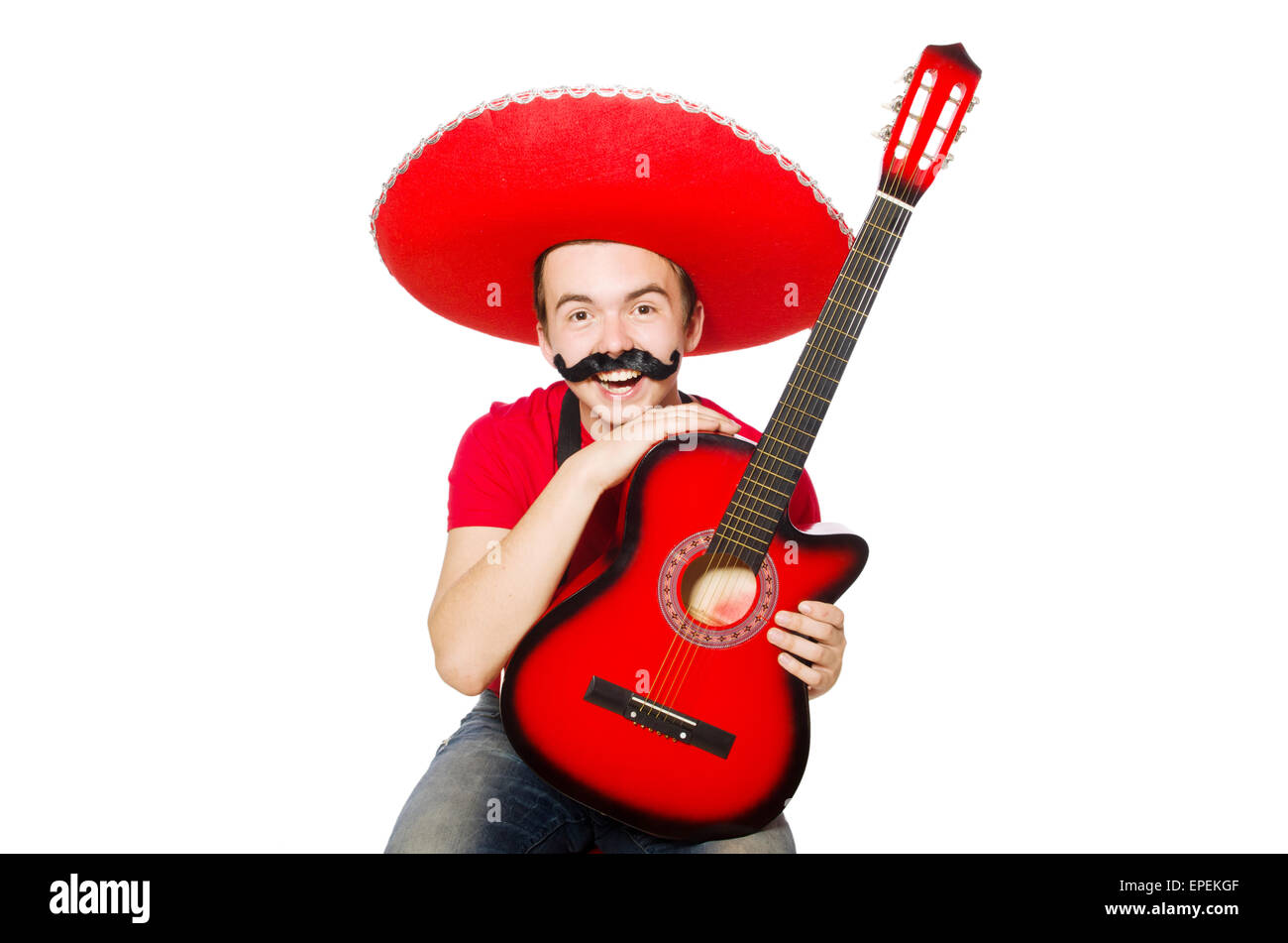 Mexican guitar player isolated on the white Stock Photo - Alamy