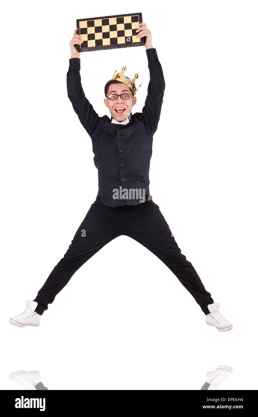 Funny chess player isolated on white Stock Photo - Alamy