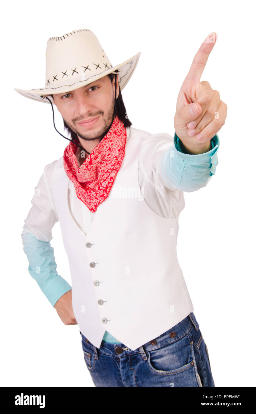 Cowboy isolated on the white background Stock Photo - Alamy