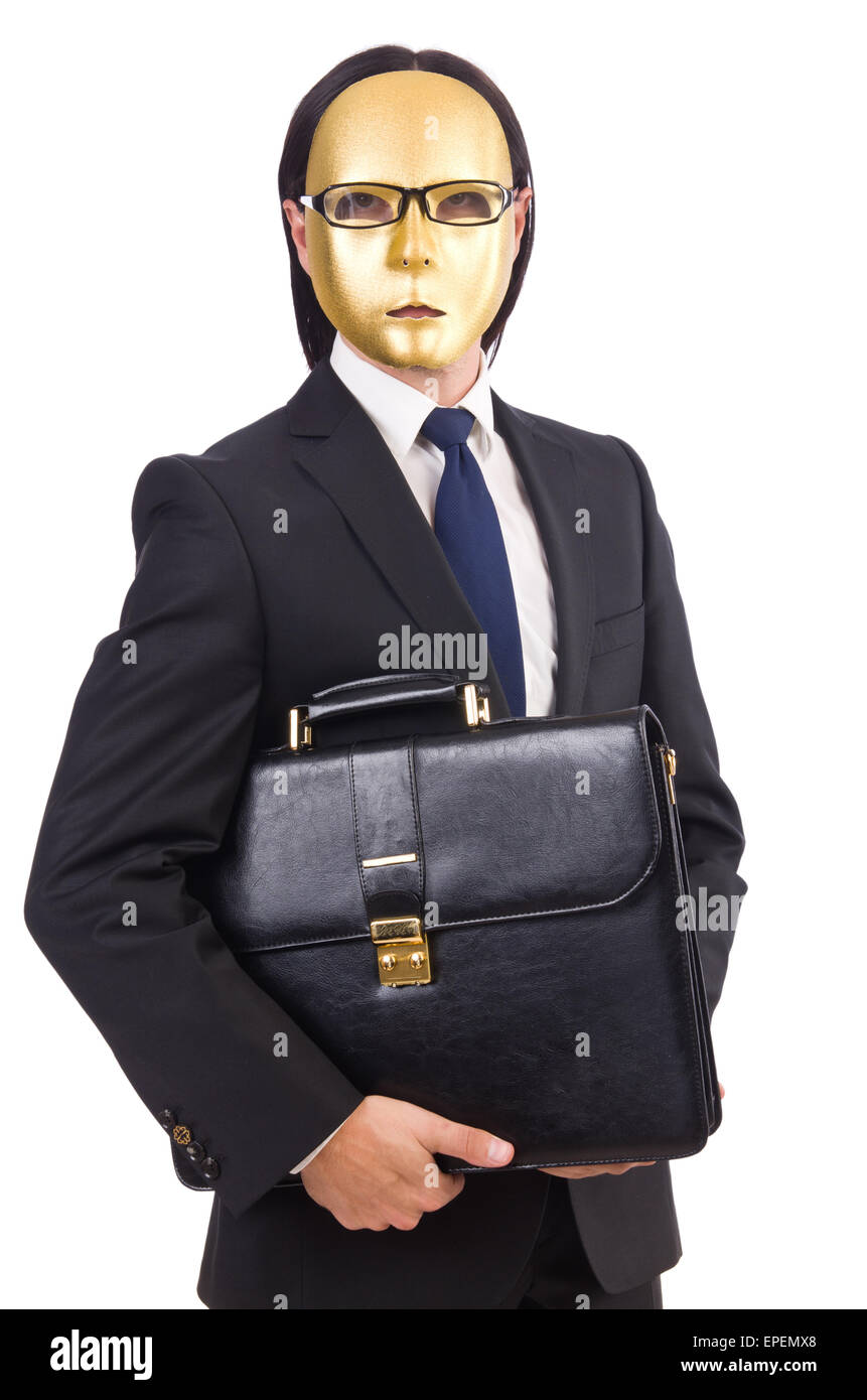 Man with mask isolated on white Stock Photo - Alamy