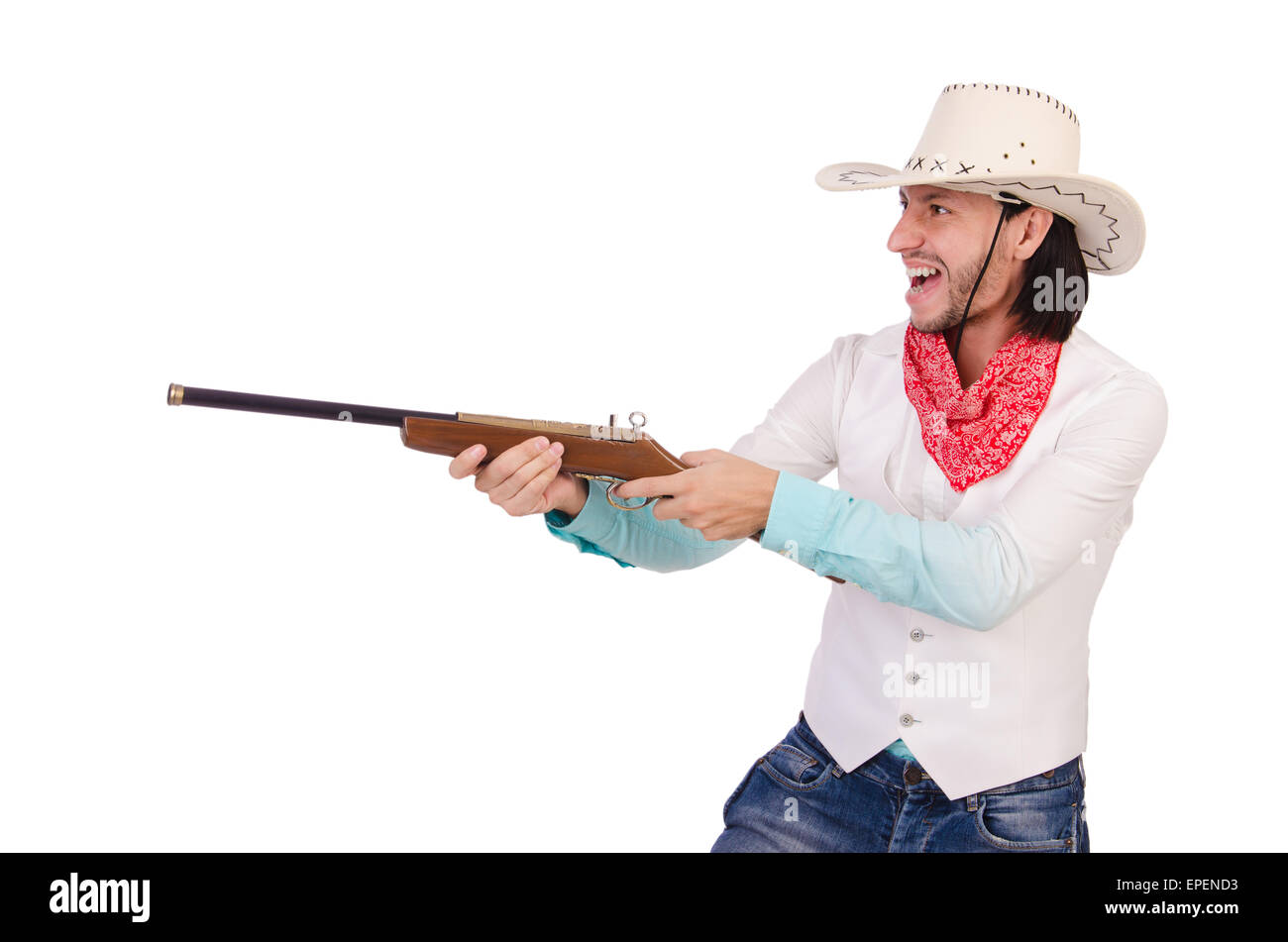 Cowboy isolated on the white background Stock Photo - Alamy