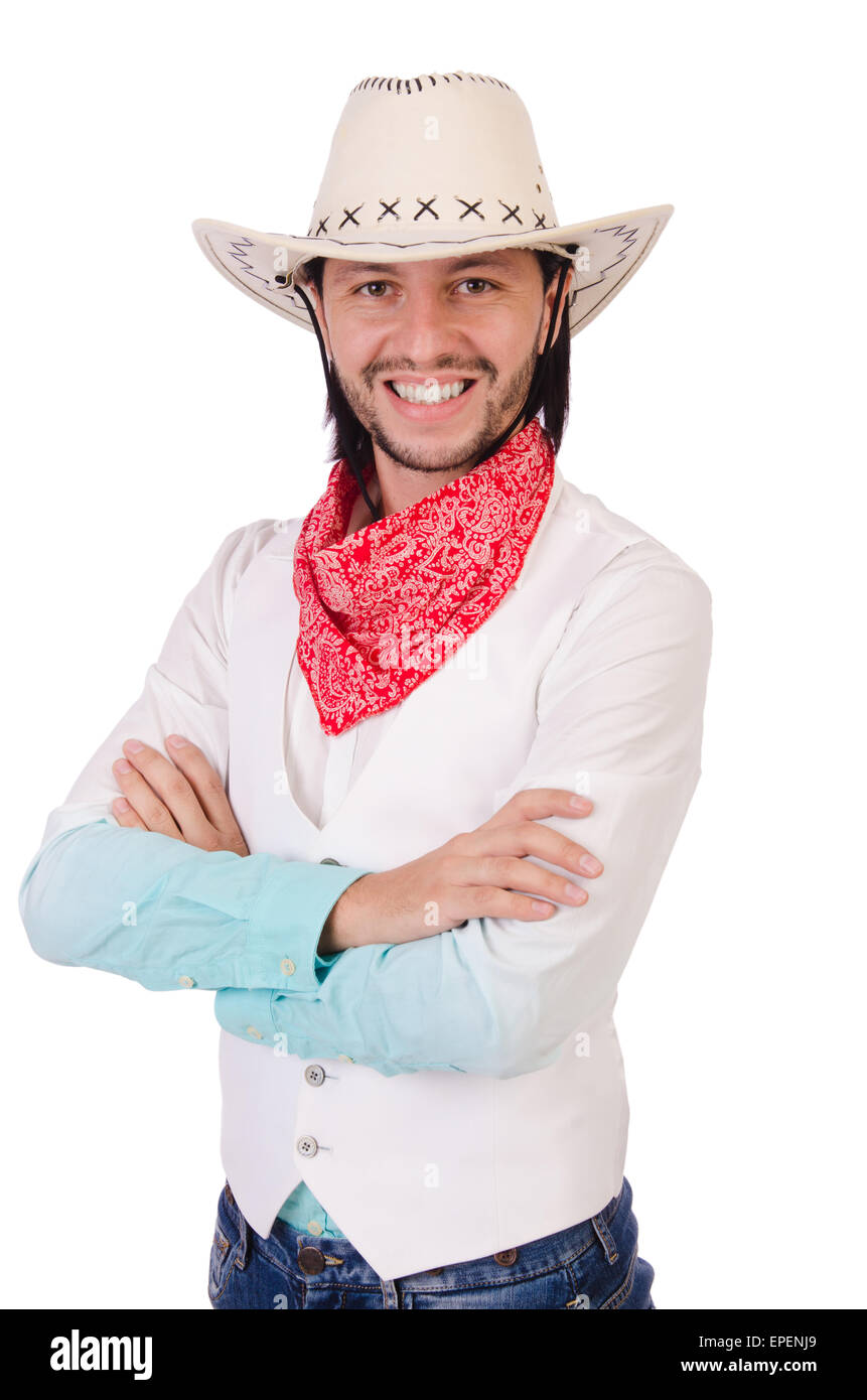 Cowboy isolated on the white background Stock Photo - Alamy