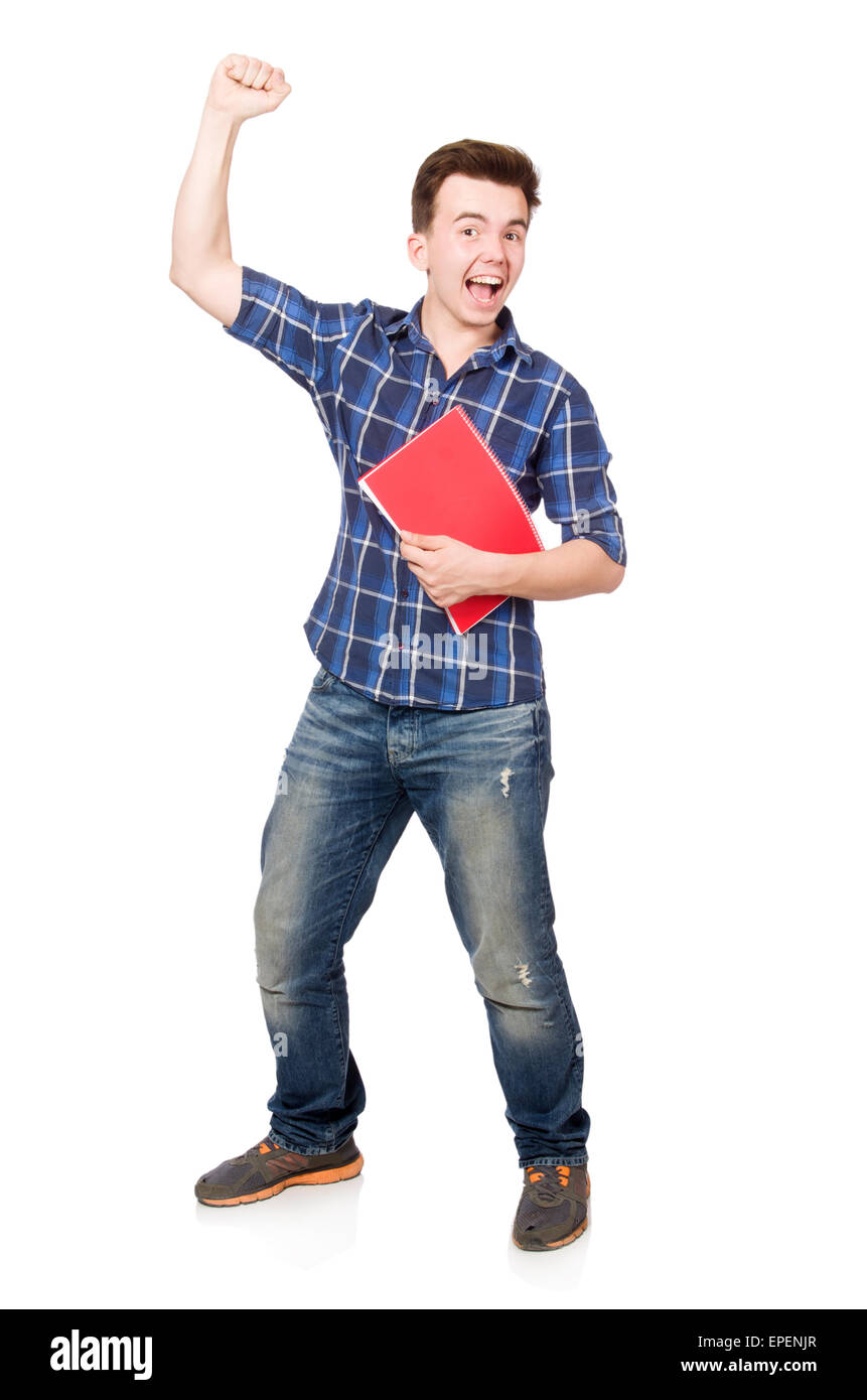 Funny student isolated on white Stock Photo - Alamy