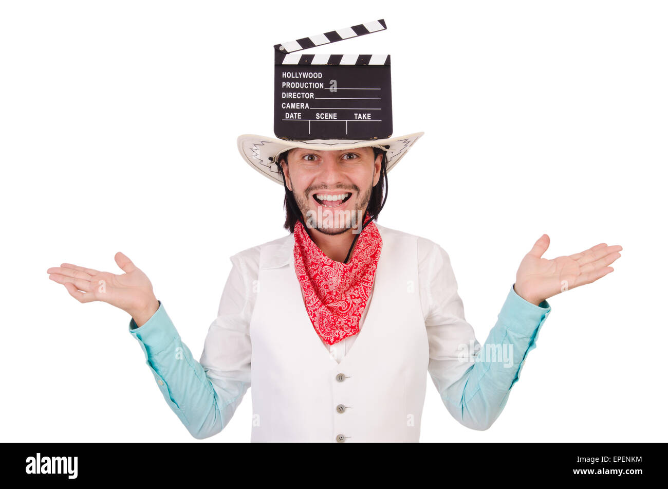 Cowboy isolated on the white background Stock Photo - Alamy