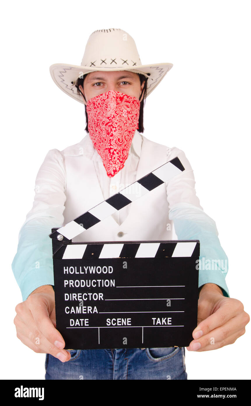 Cowboy isolated on the white background Stock Photo - Alamy