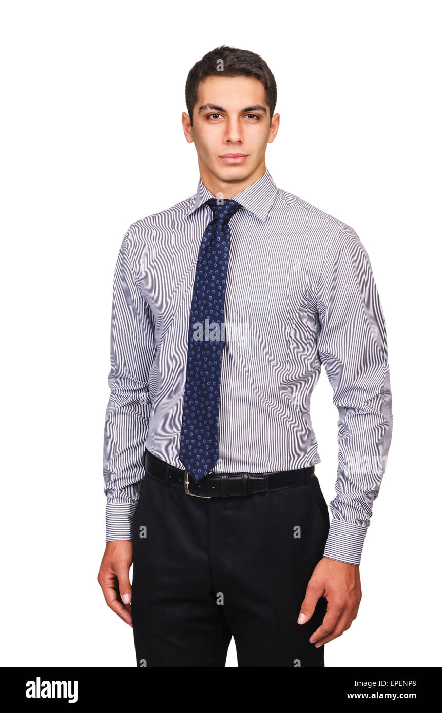 Male model with shirt isolated on white Stock Photo - Alamy