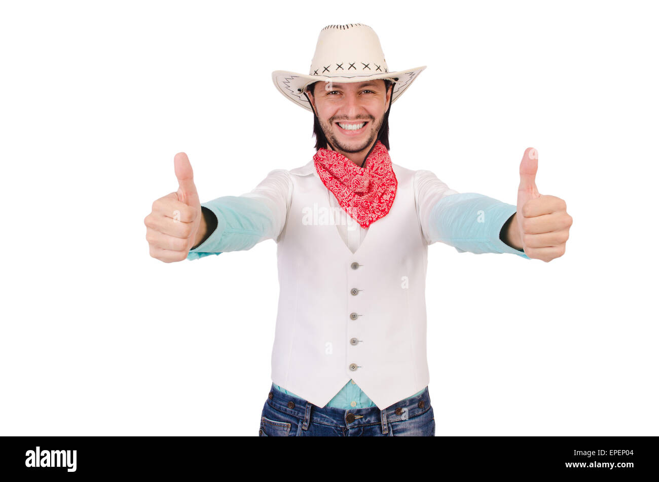 Cowboy isolated on the white background Stock Photo - Alamy