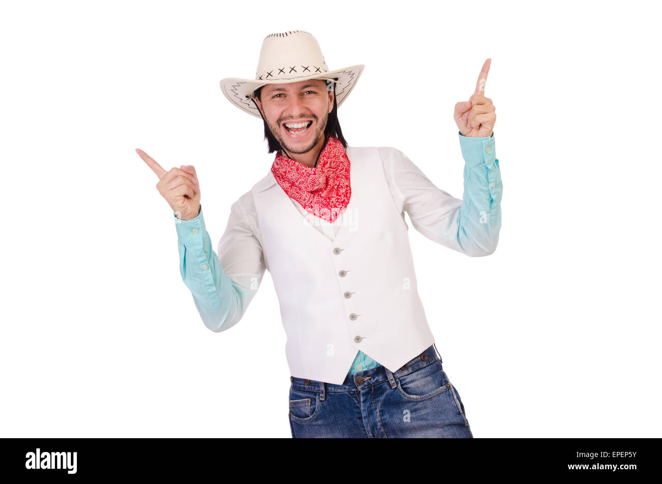 Cowboy isolated on the white background Stock Photo - Alamy