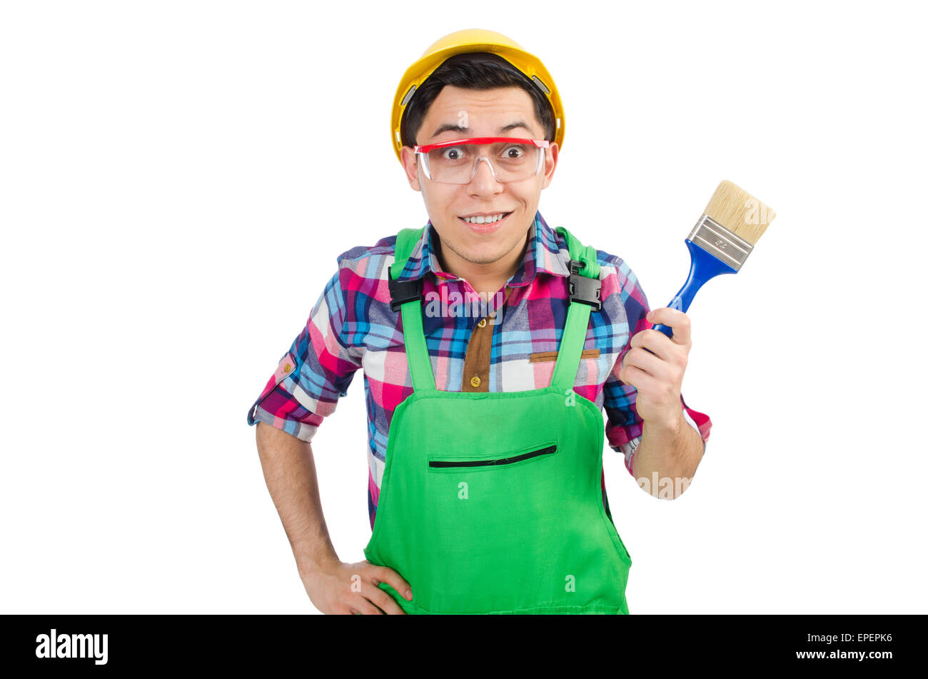 Funny painter isolated on white Stock Photo - Alamy
