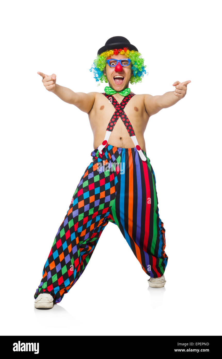 Funny clown isolated on the white background Stock Photo - Alamy