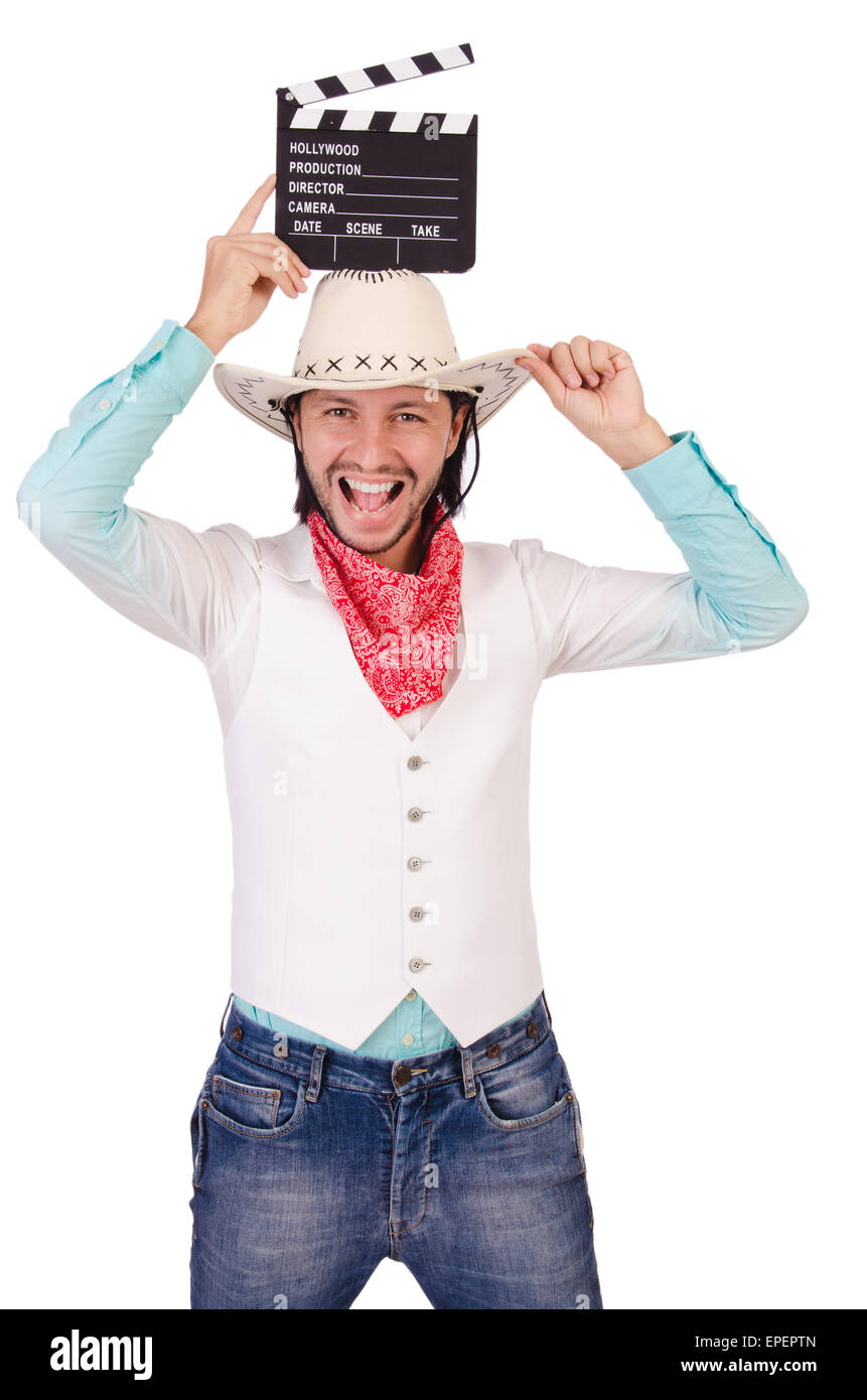 Cowboy isolated on the white background Stock Photo - Alamy