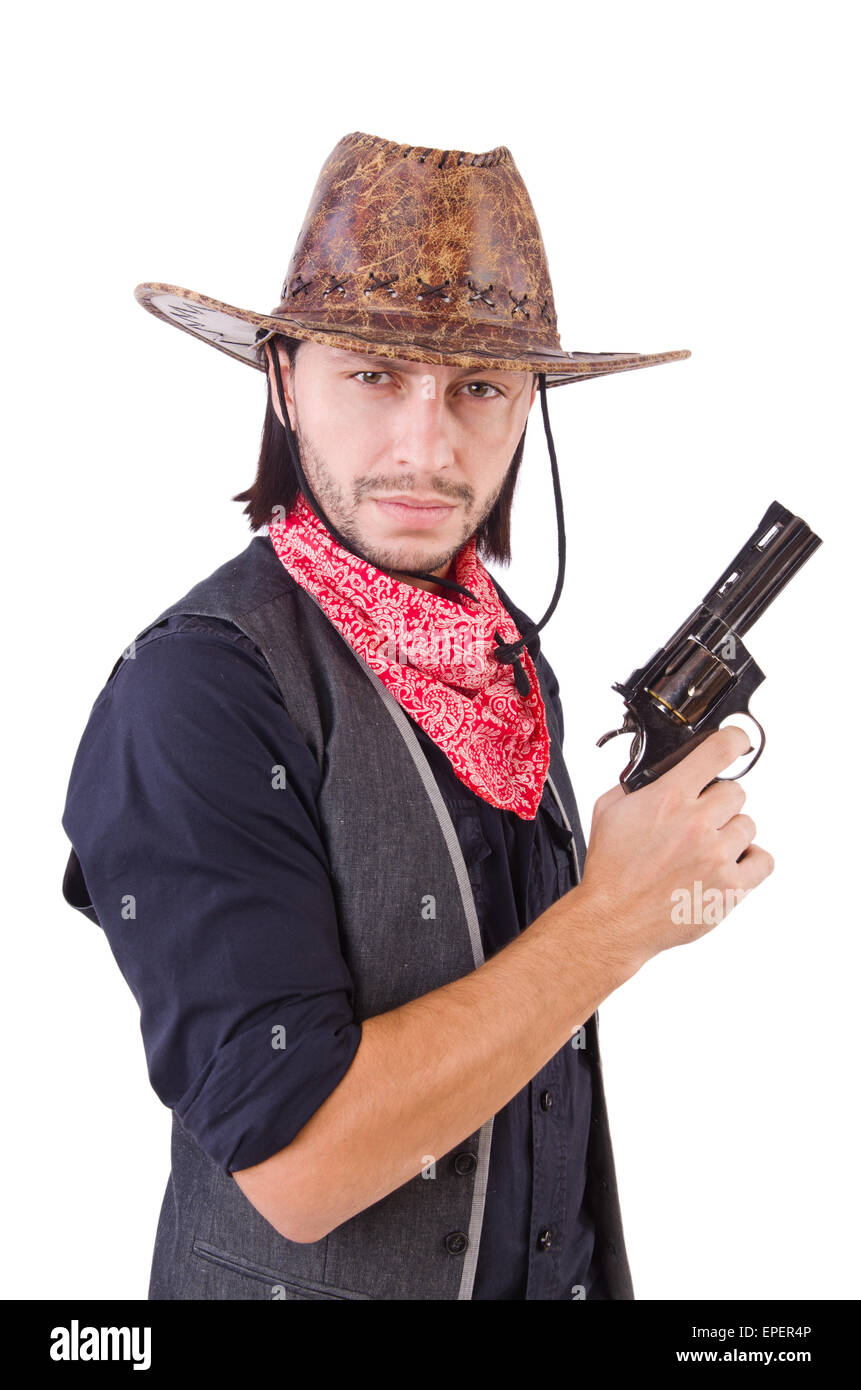 Cowboy isolated on the white background Stock Photo - Alamy
