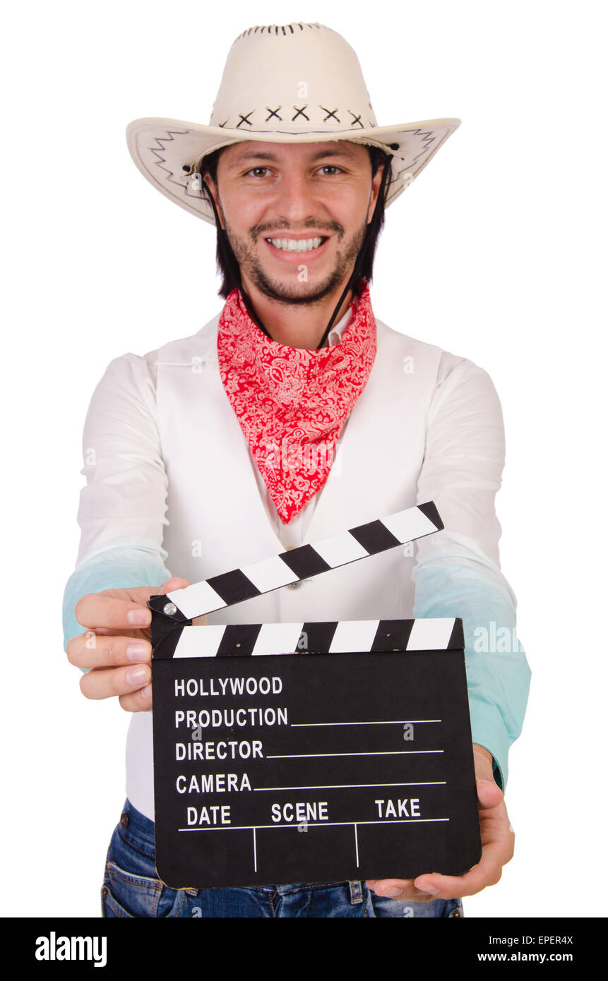 Cowboy isolated on the white background Stock Photo - Alamy