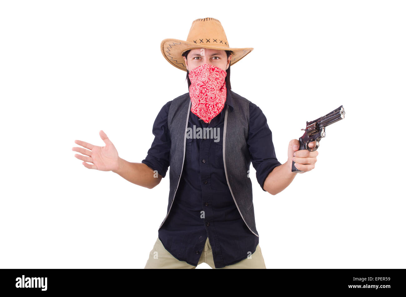 Cowboy isolated on the white background Stock Photo - Alamy