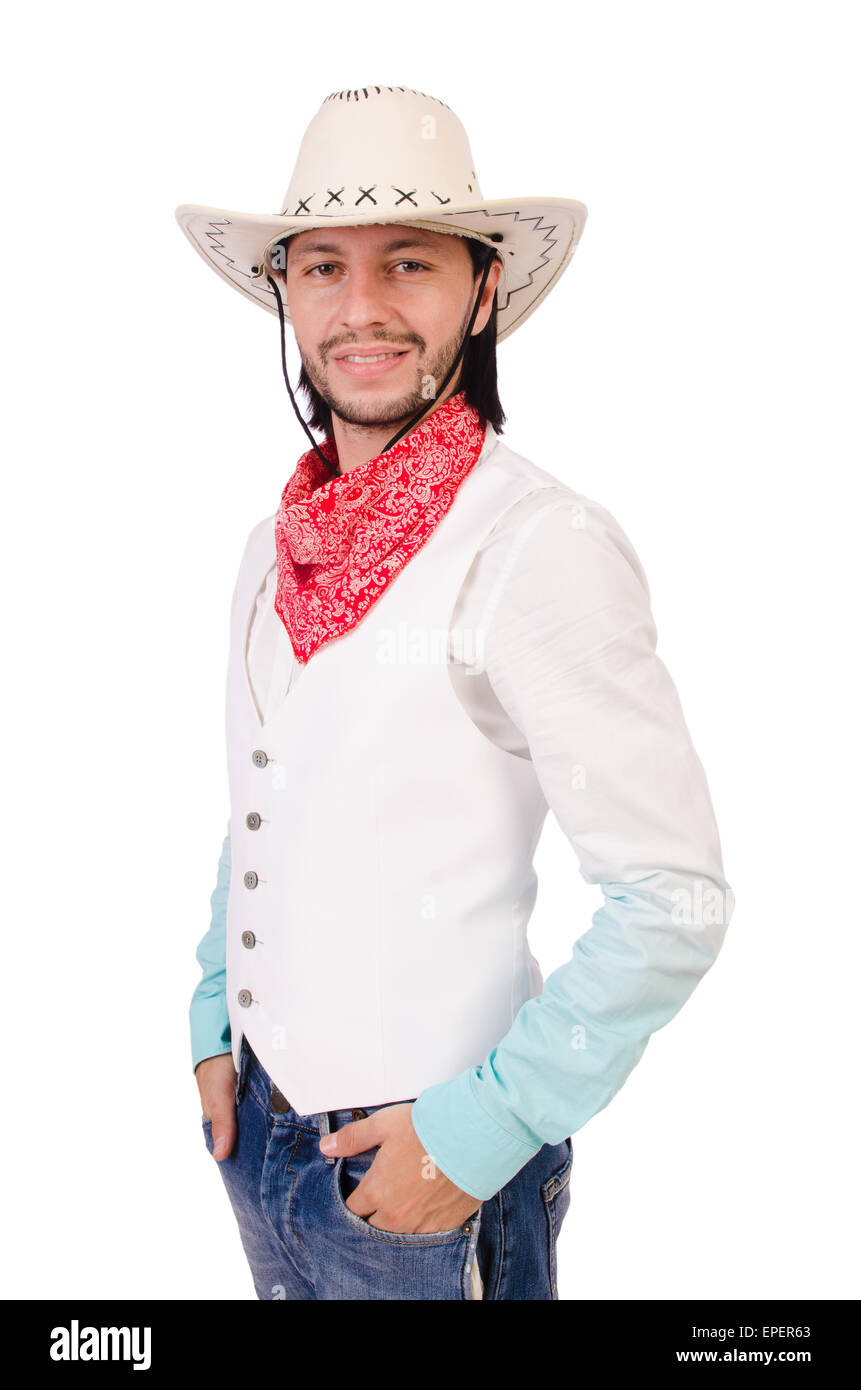 Cowboy isolated on the white background Stock Photo - Alamy