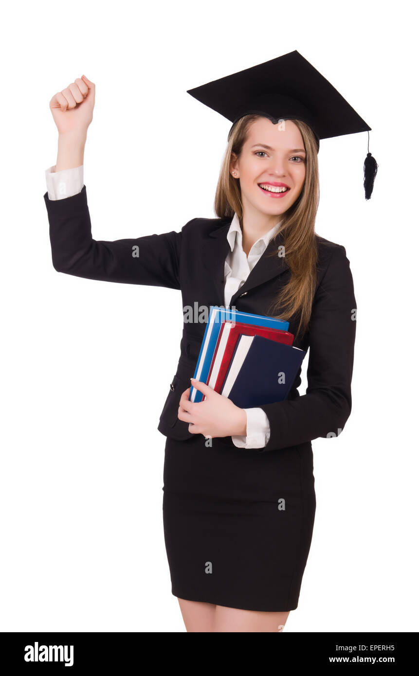 Young graduate isolated on white Stock Photo - Alamy