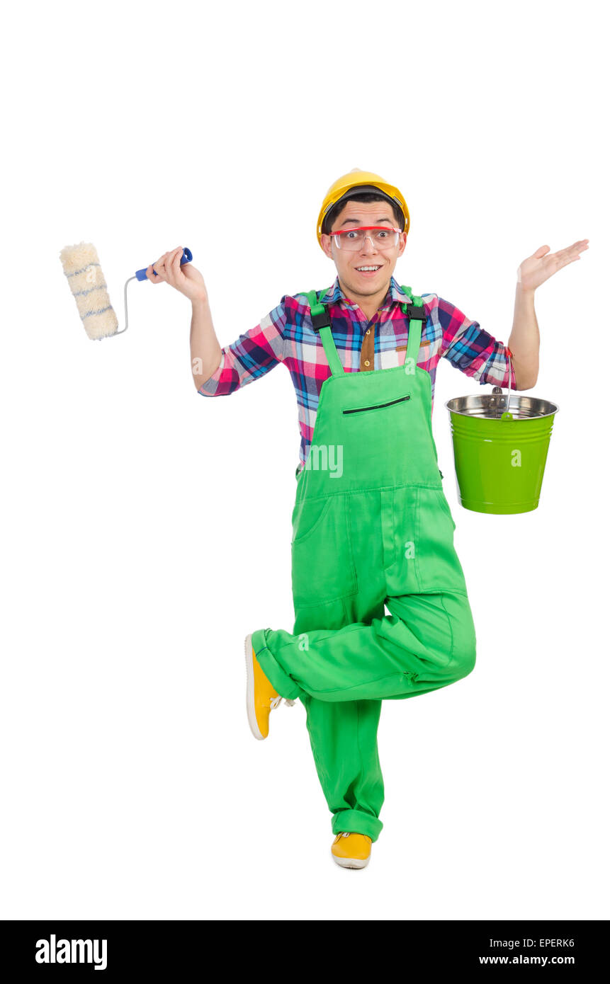 Funny painter isolated on white Stock Photo - Alamy