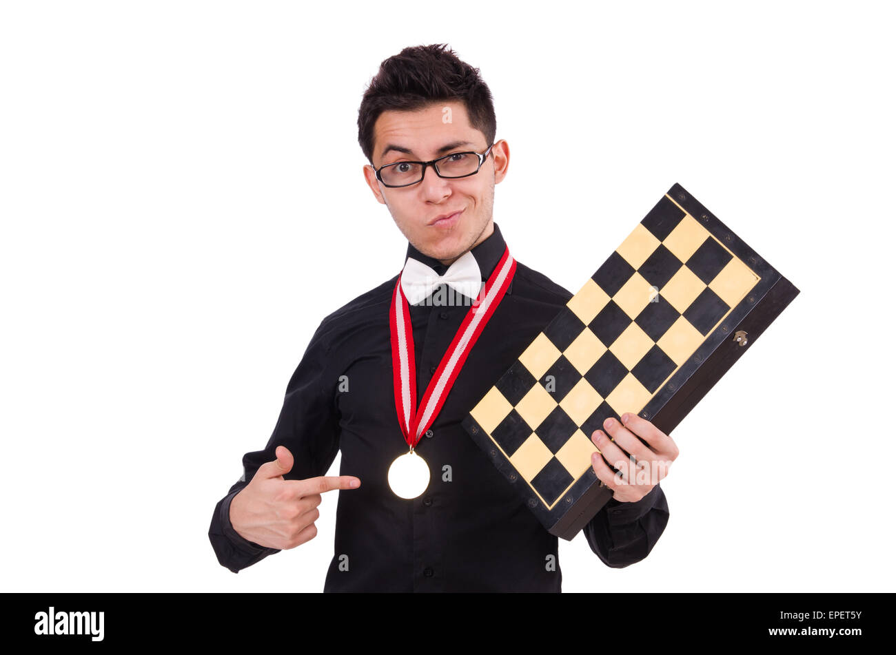 Funny chess player isolated on white Stock Photo - Alamy