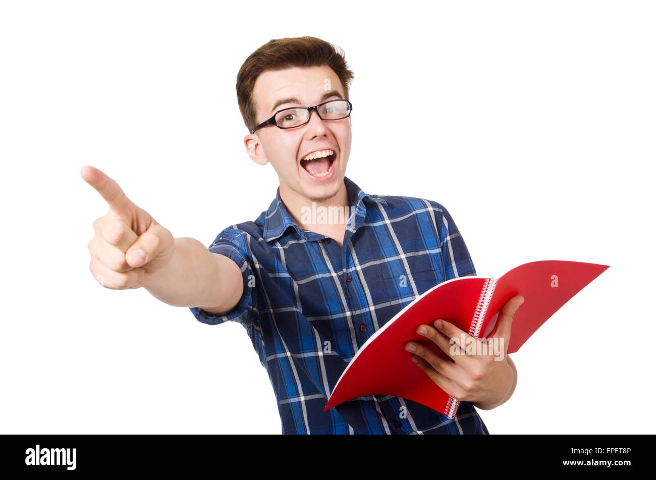 Funny student isolated on white Stock Photo - Alamy