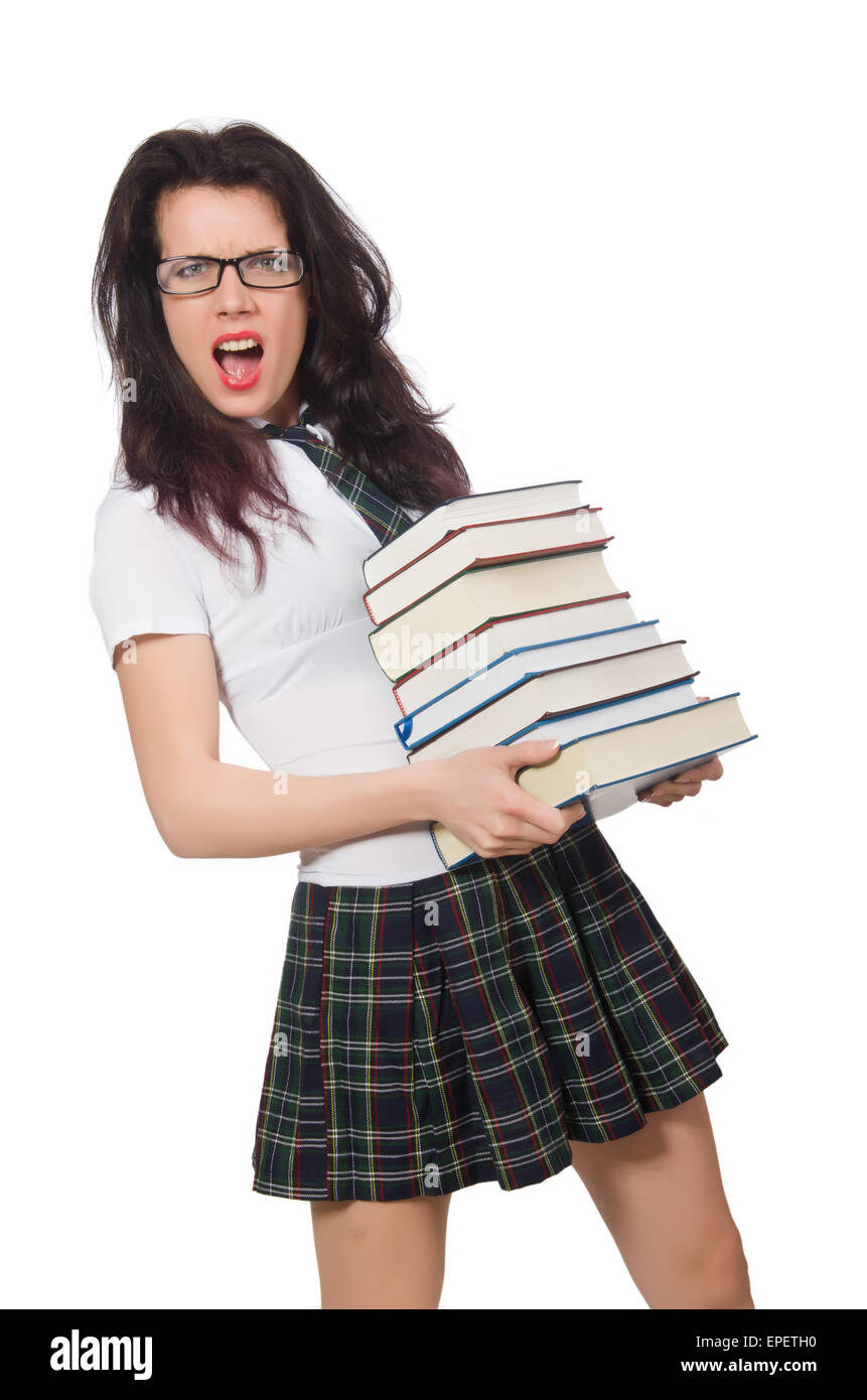 Young student isolated on the white background Stock Photo - Alamy