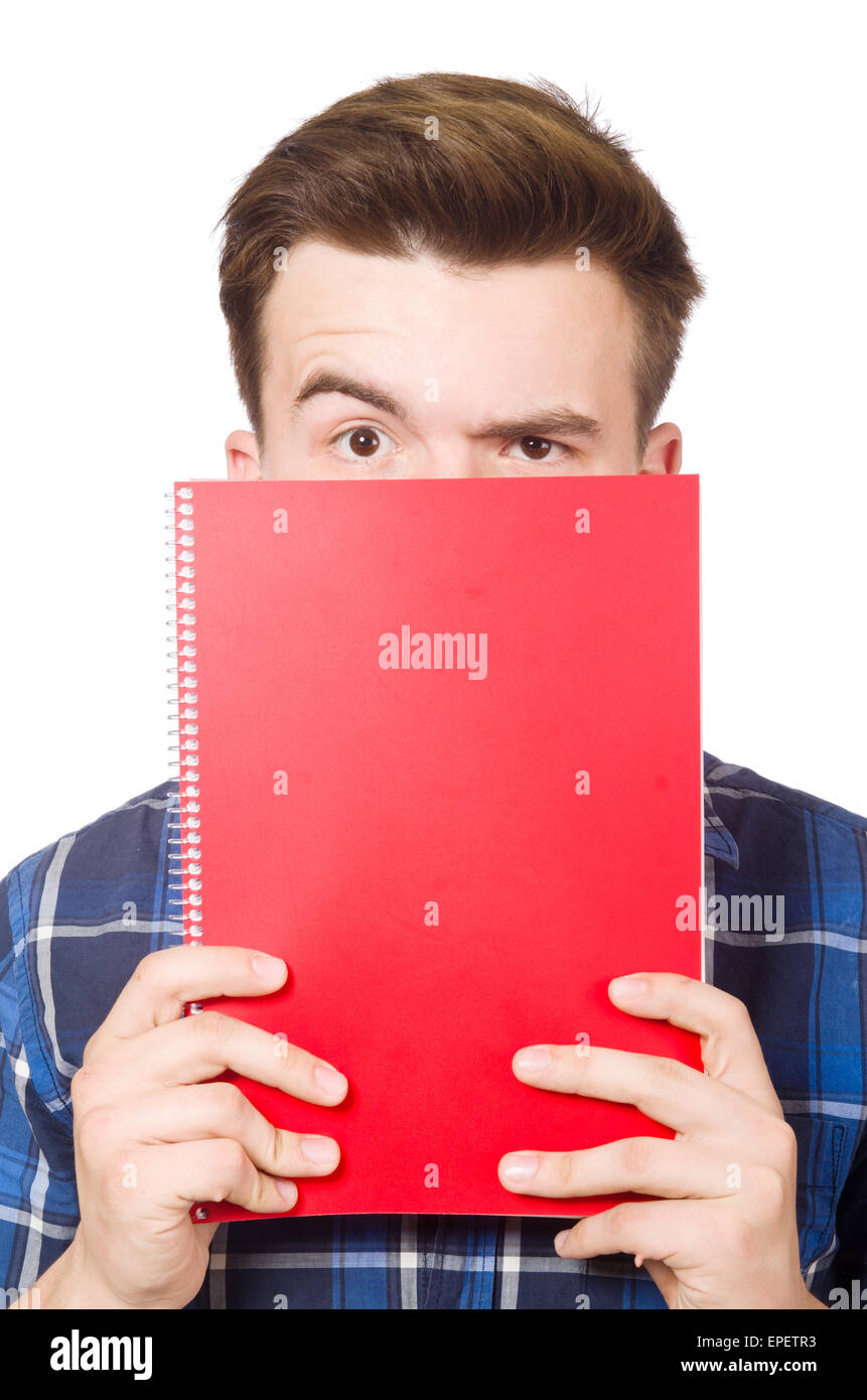 Funny student isolated on white Stock Photo - Alamy
