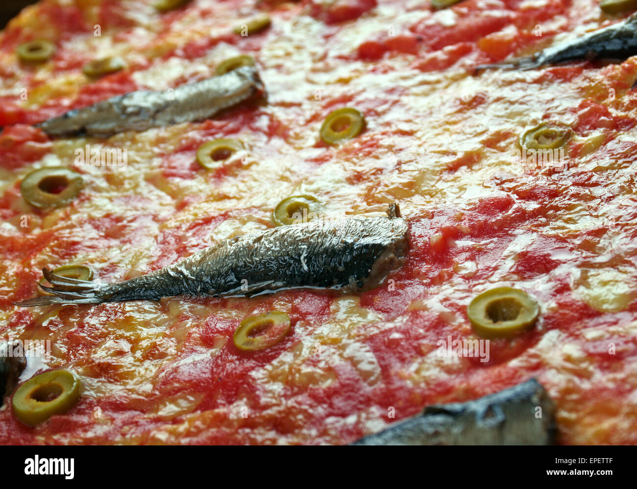 Sardenara - snack from West Liguria similar to pizza Stock Photo - Alamy