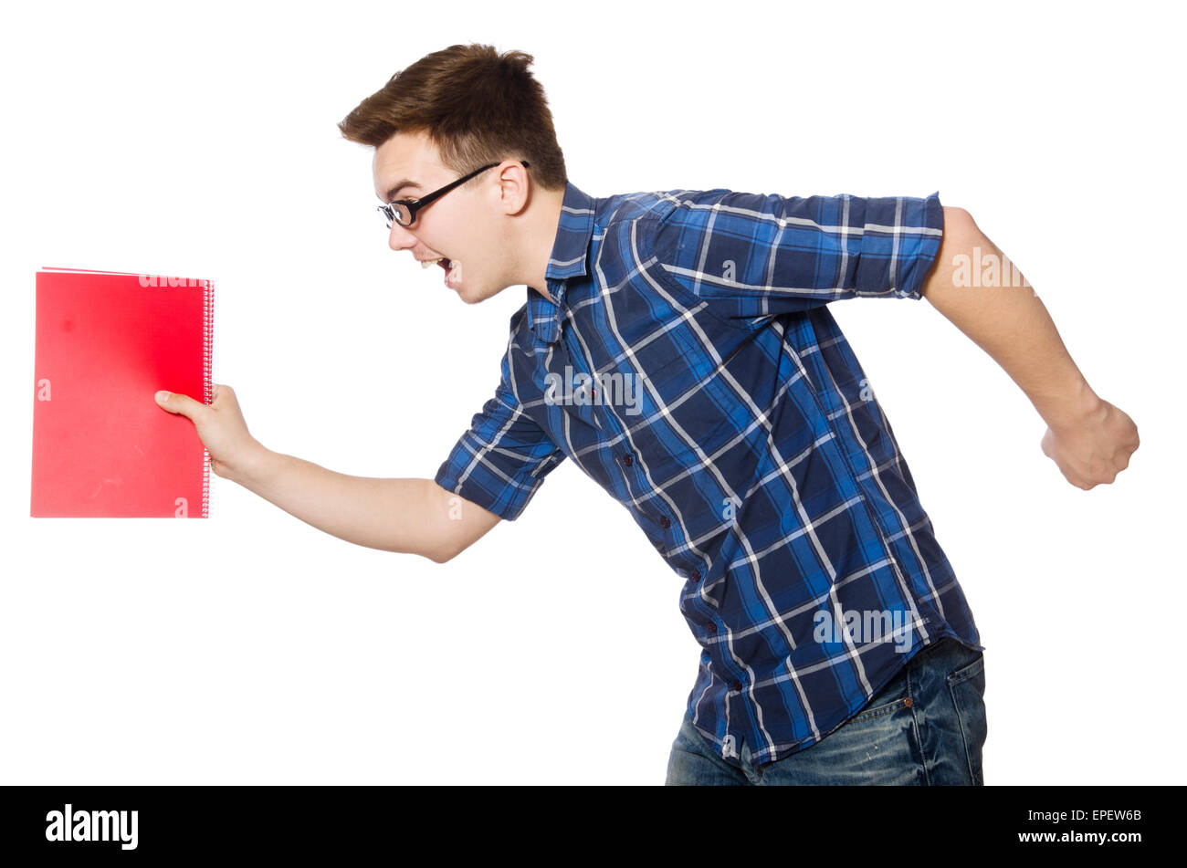 Funny student isolated on white Stock Photo - Alamy
