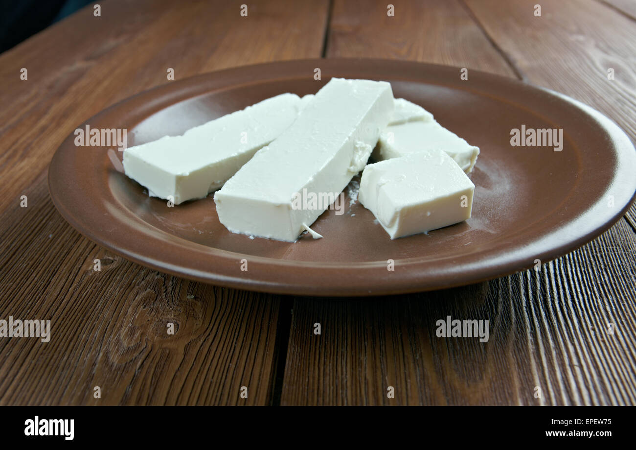 Baladi cheese - soft, white cheese originating in the Middle East Stock ...
