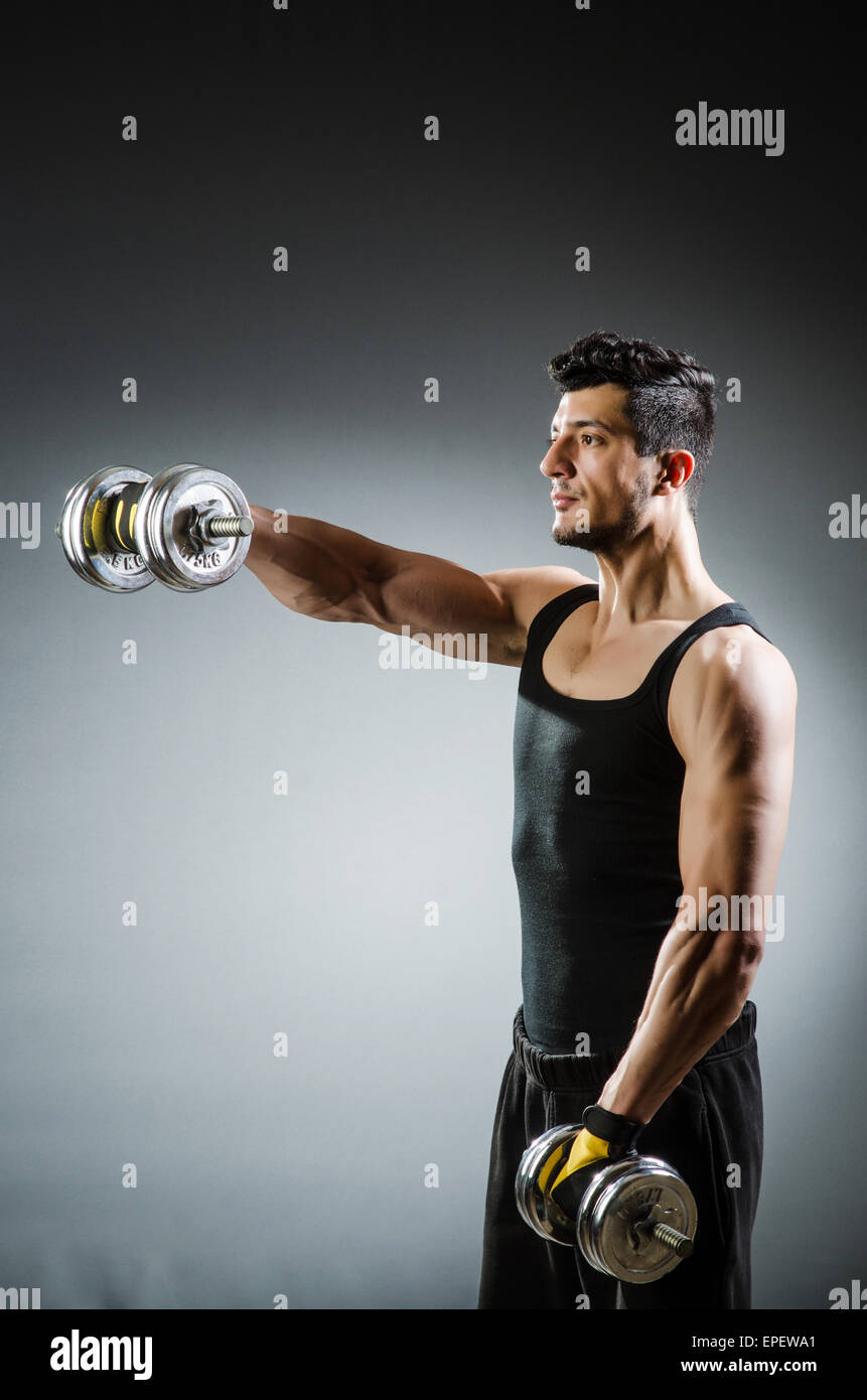 Muscular ripped bodybuilder dumbbells hi-res stock photography and ...