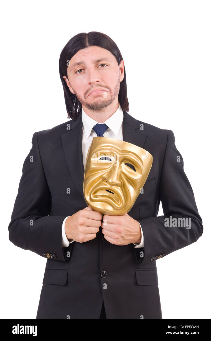 Man with mask isolated on white Stock Photo - Alamy