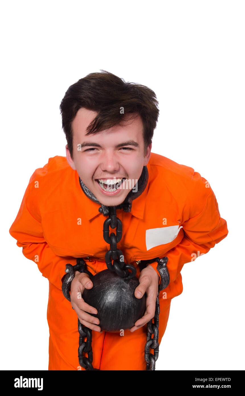 Young inmate with chains isolated on the white Stock Photo - Alamy
