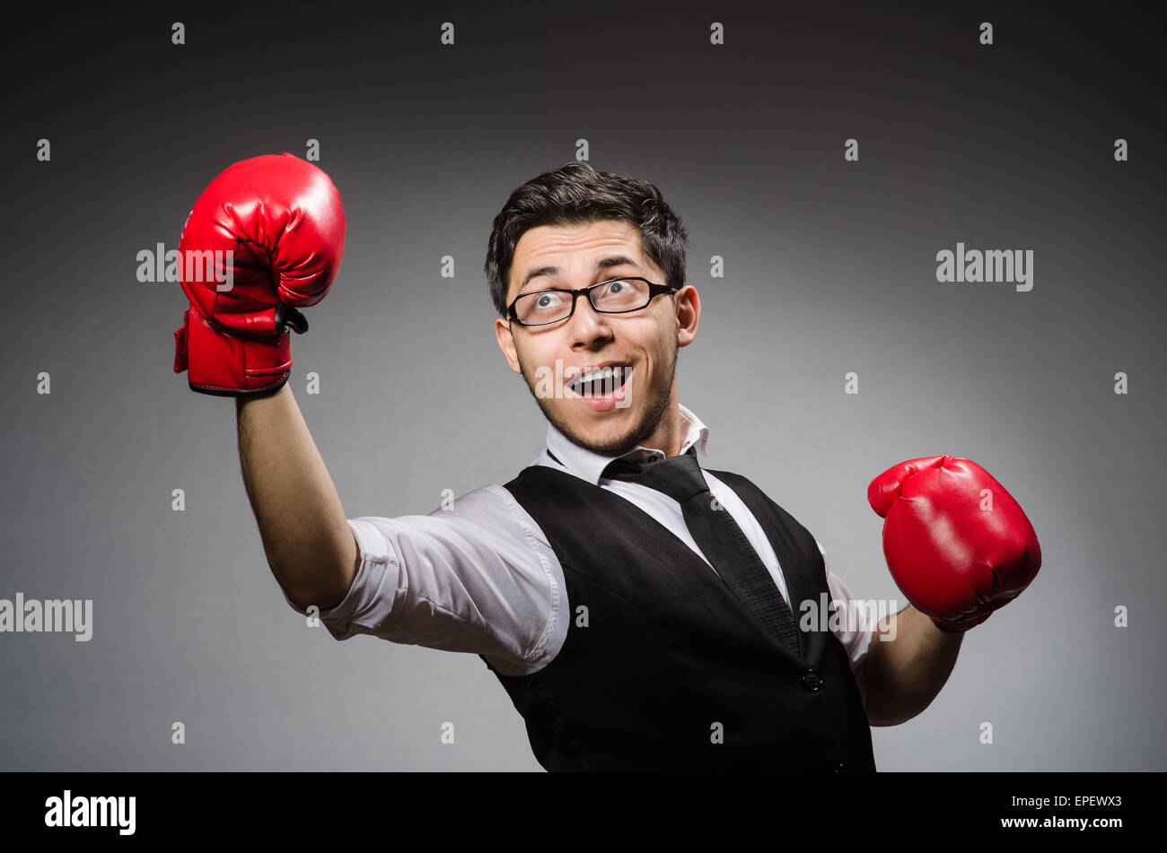 Funny boxer businessman in sport concept Stock Photo - Alamy