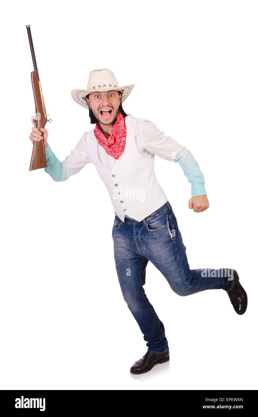 Cowboy isolated on the white background Stock Photo - Alamy