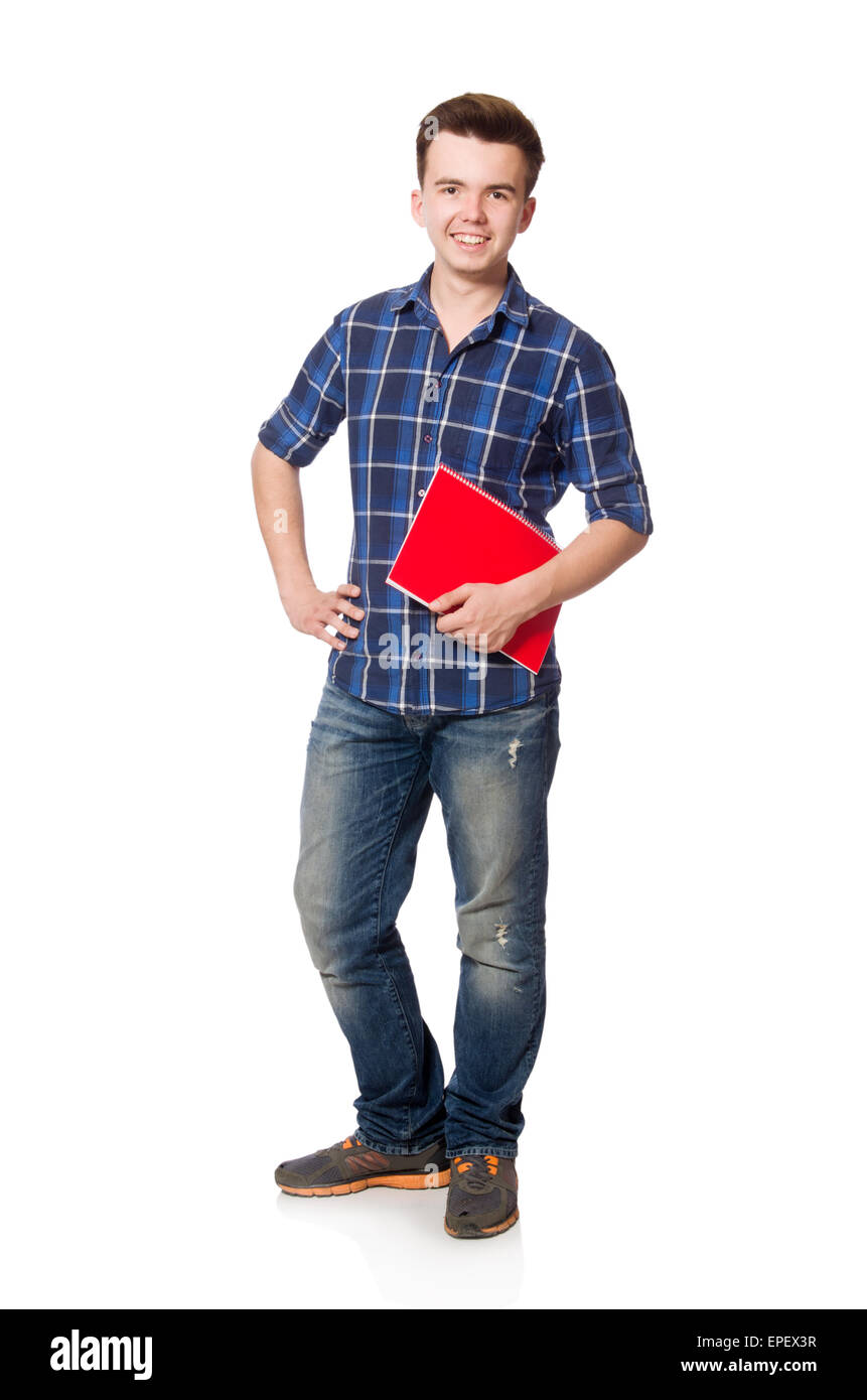 Funny student isolated on white Stock Photo - Alamy