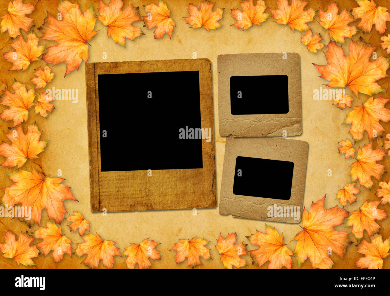 Grunge paper design in scrapbooking style with photoframe and au Stock ...