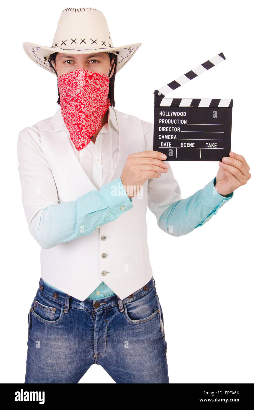 Cowboy isolated on the white background Stock Photo - Alamy