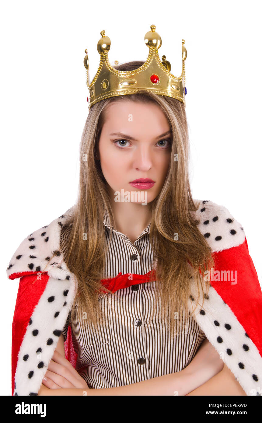Woman queen isolated on the white Stock Photo - Alamy