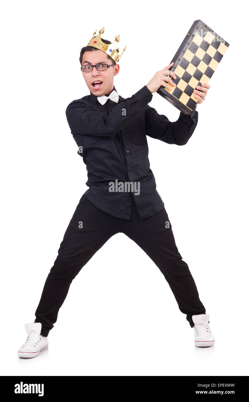 Funny chess player isolated on white Stock Photo - Alamy